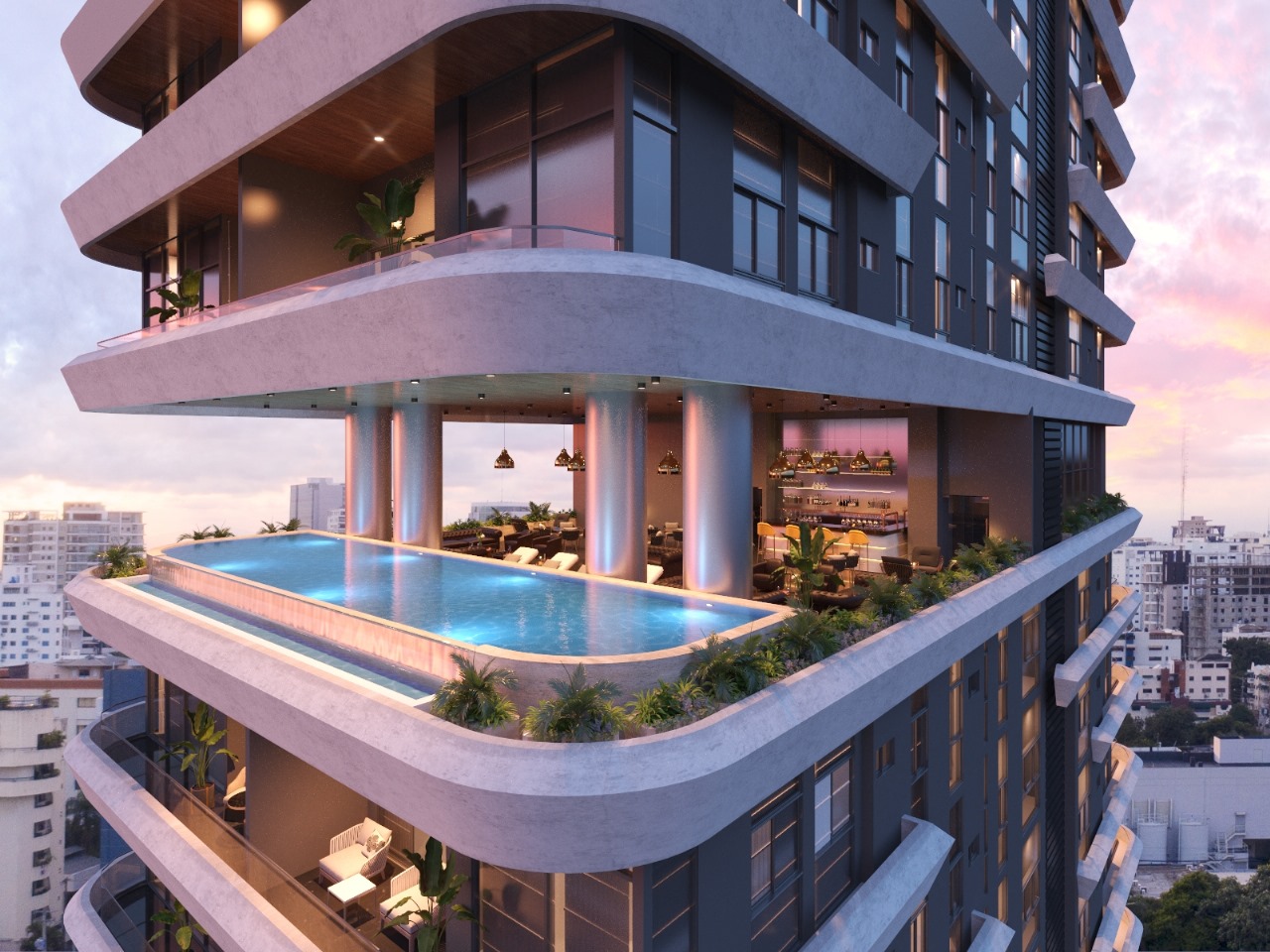 Torre de 25 Niveles Alma Rosa I, 1,2 y 3 Habitaciones - Loft Home RD